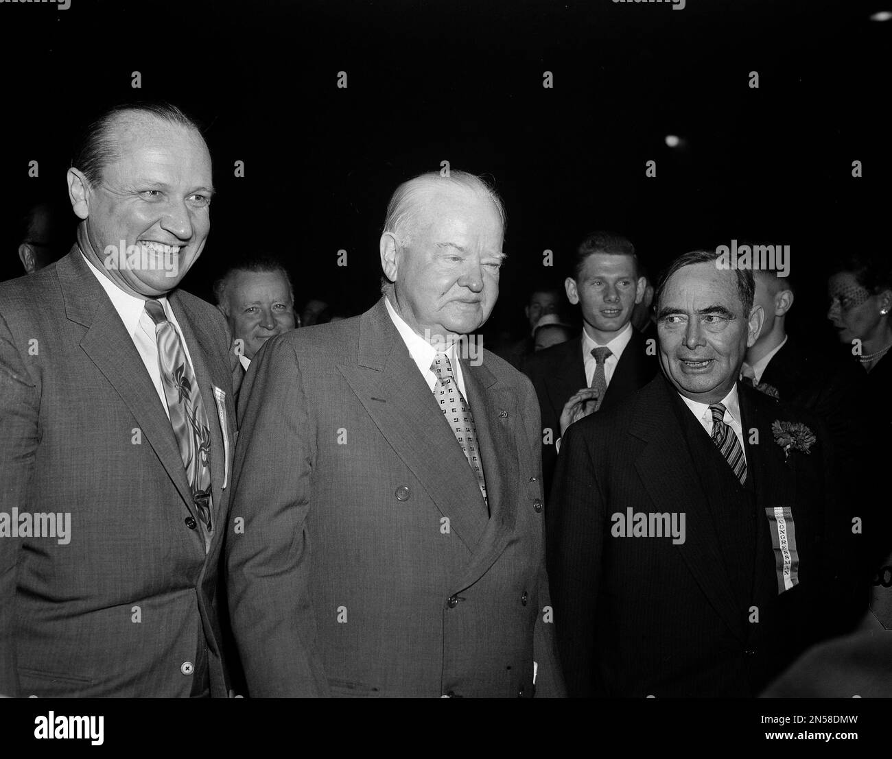 Sen. William Knowland (R-Calif.), left, former President Herbert Hoover ...