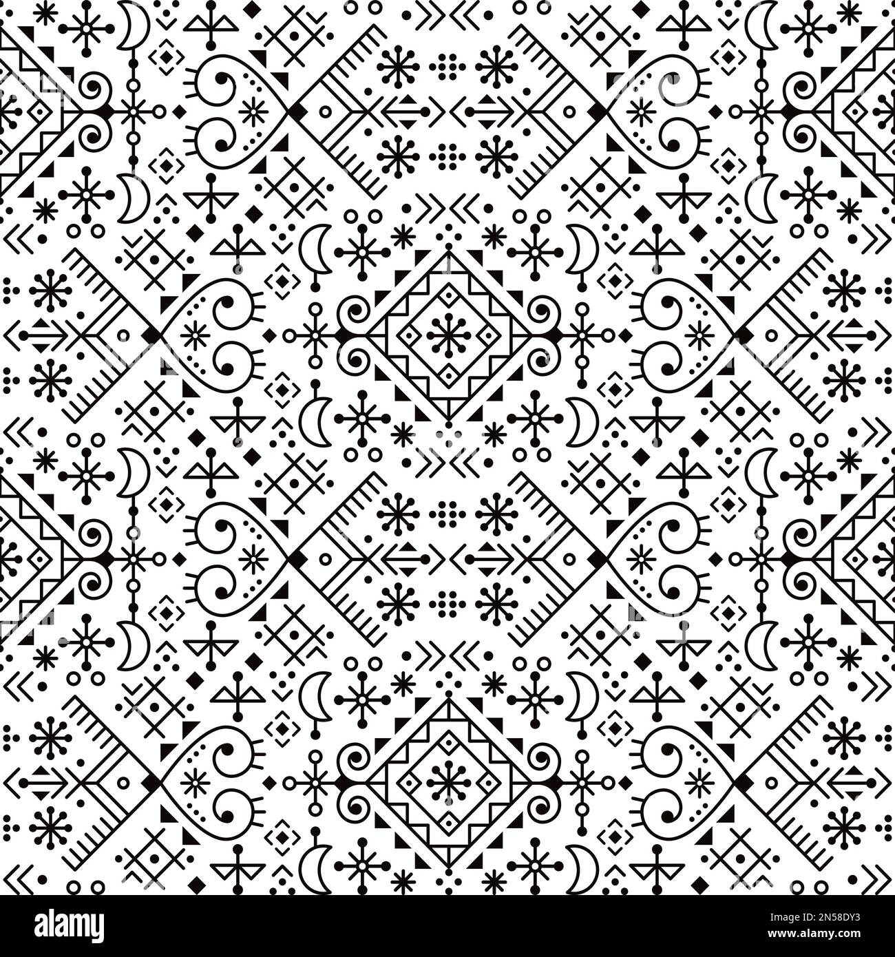 Icelandic rune art inspired vector seamless pattern, geometric tribal ...