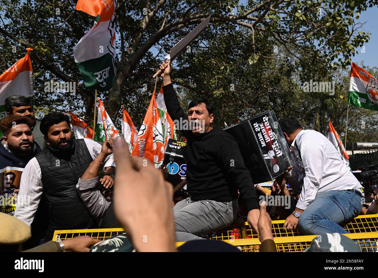 New Delhi, Delhi, India. 9th Feb, 2023. Members of the Indian Youth ...