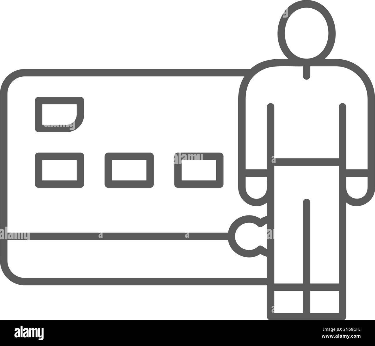 Credit card with man, identification card lineal icon. Shopping, online ...