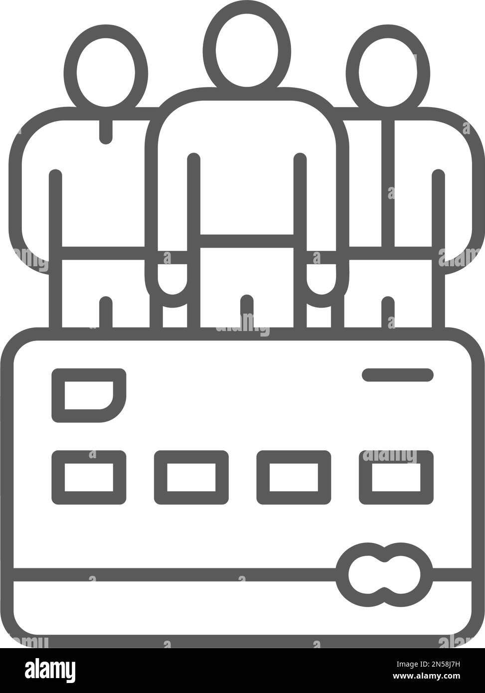 Credit card with team, business team, user group lineal icon. Shopping ...