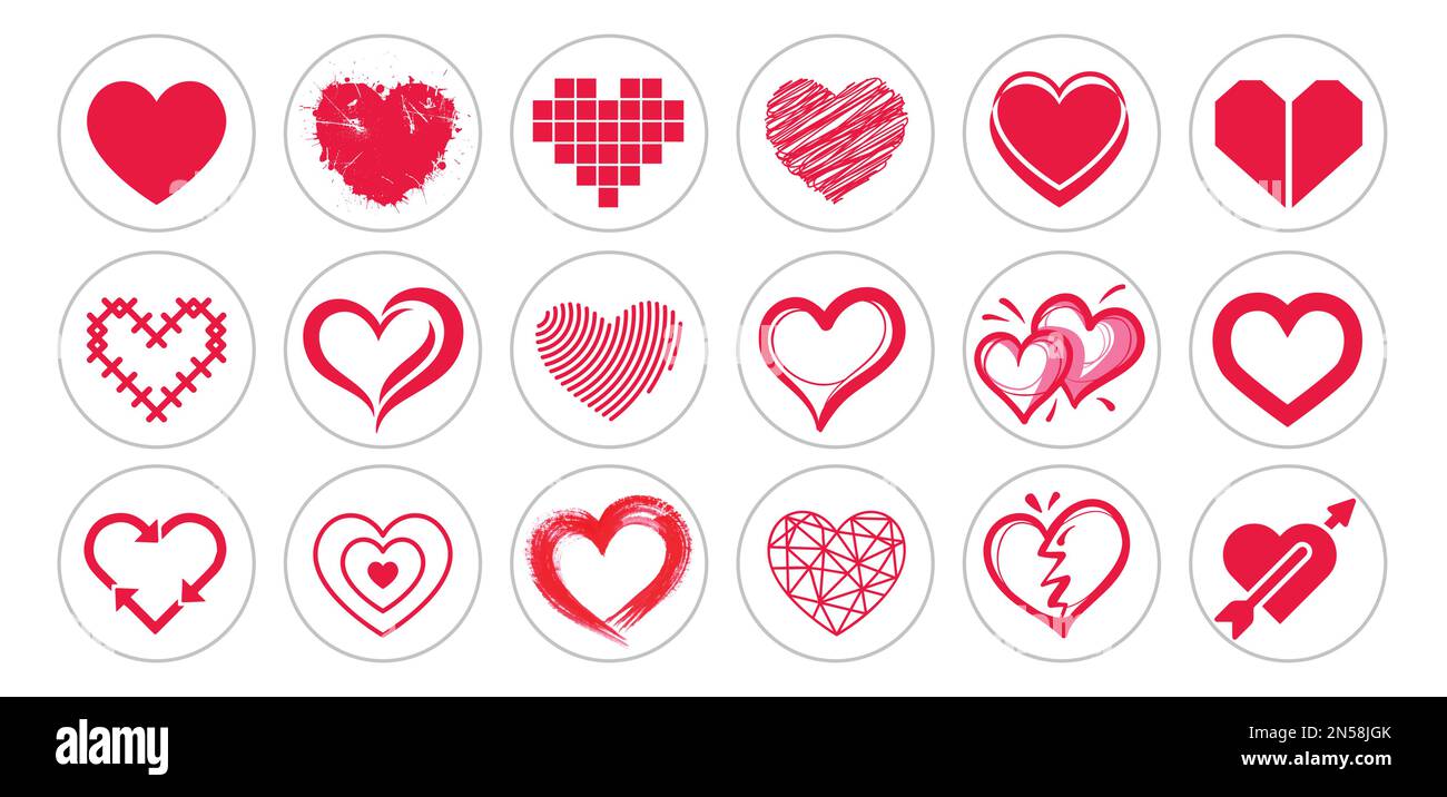 Red heart stickers on Stock Vector Images - Alamy