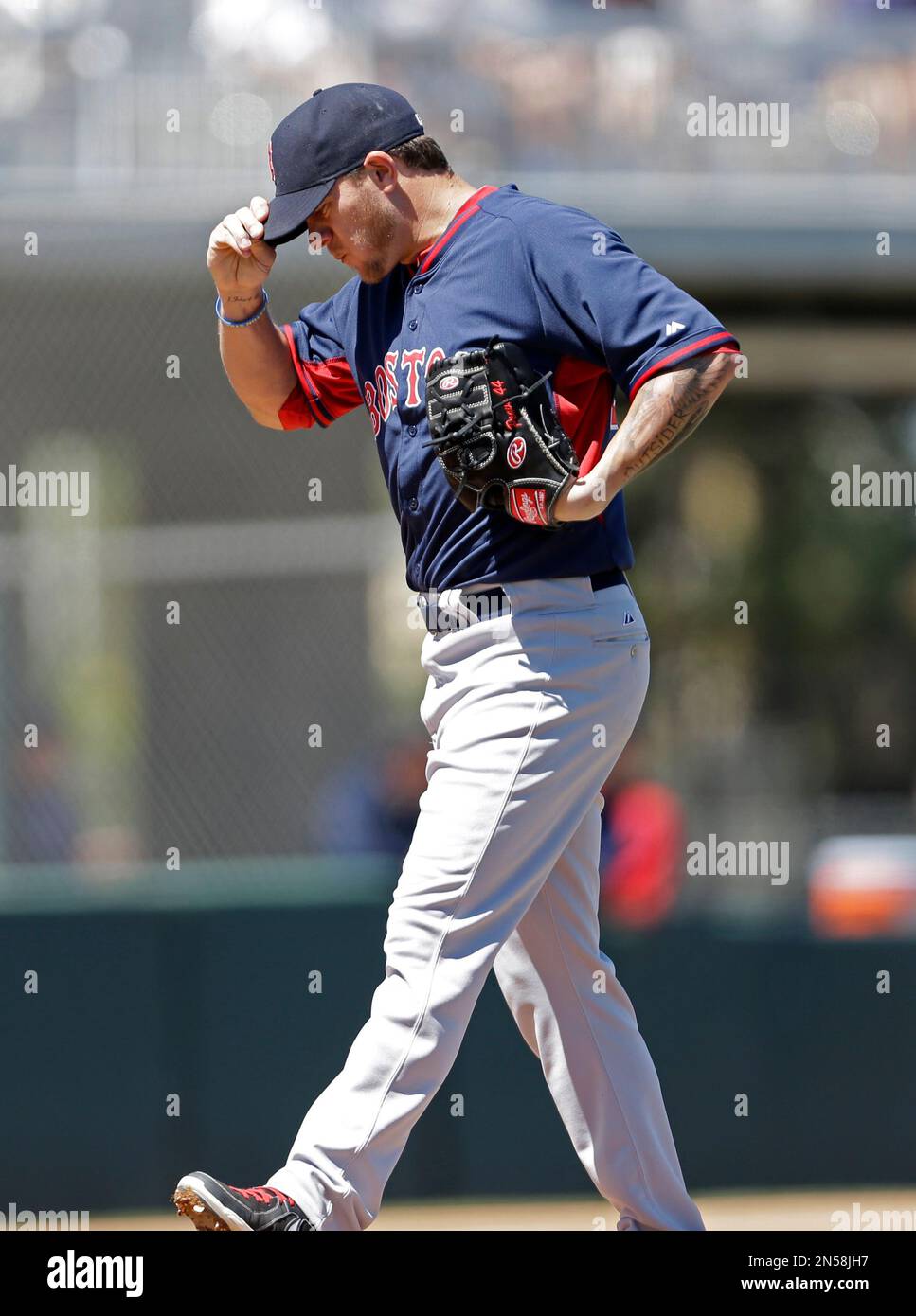 Boston Red Sox starting pitcher Jake Peavy during an exhibition ...