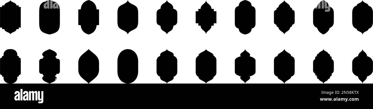 Set of islamic ornamental windows. Arabic traditional architecture ...