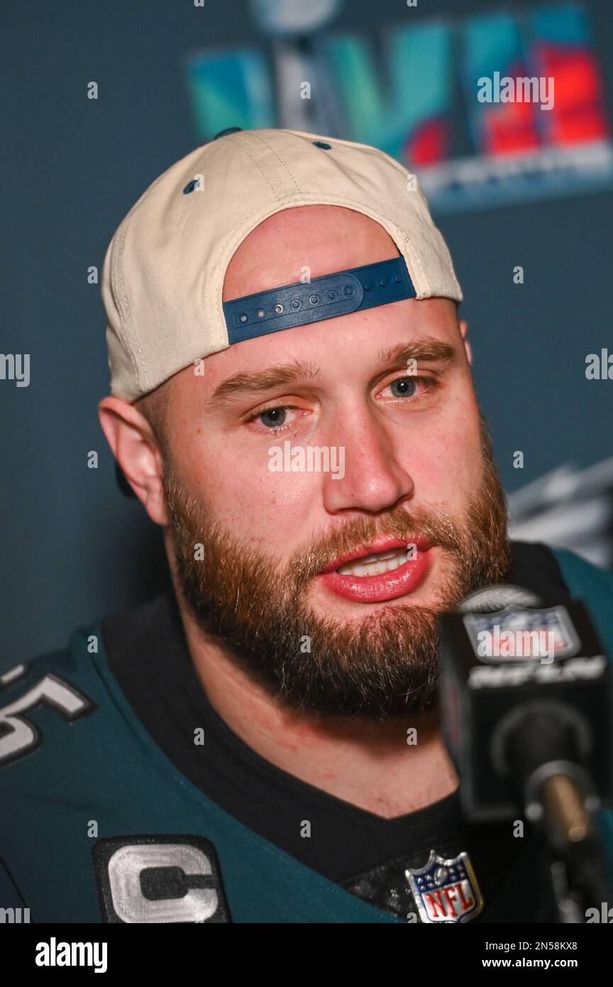 Philadelphia Eagles offensive tackle Lane Johnson speaks during a press ...