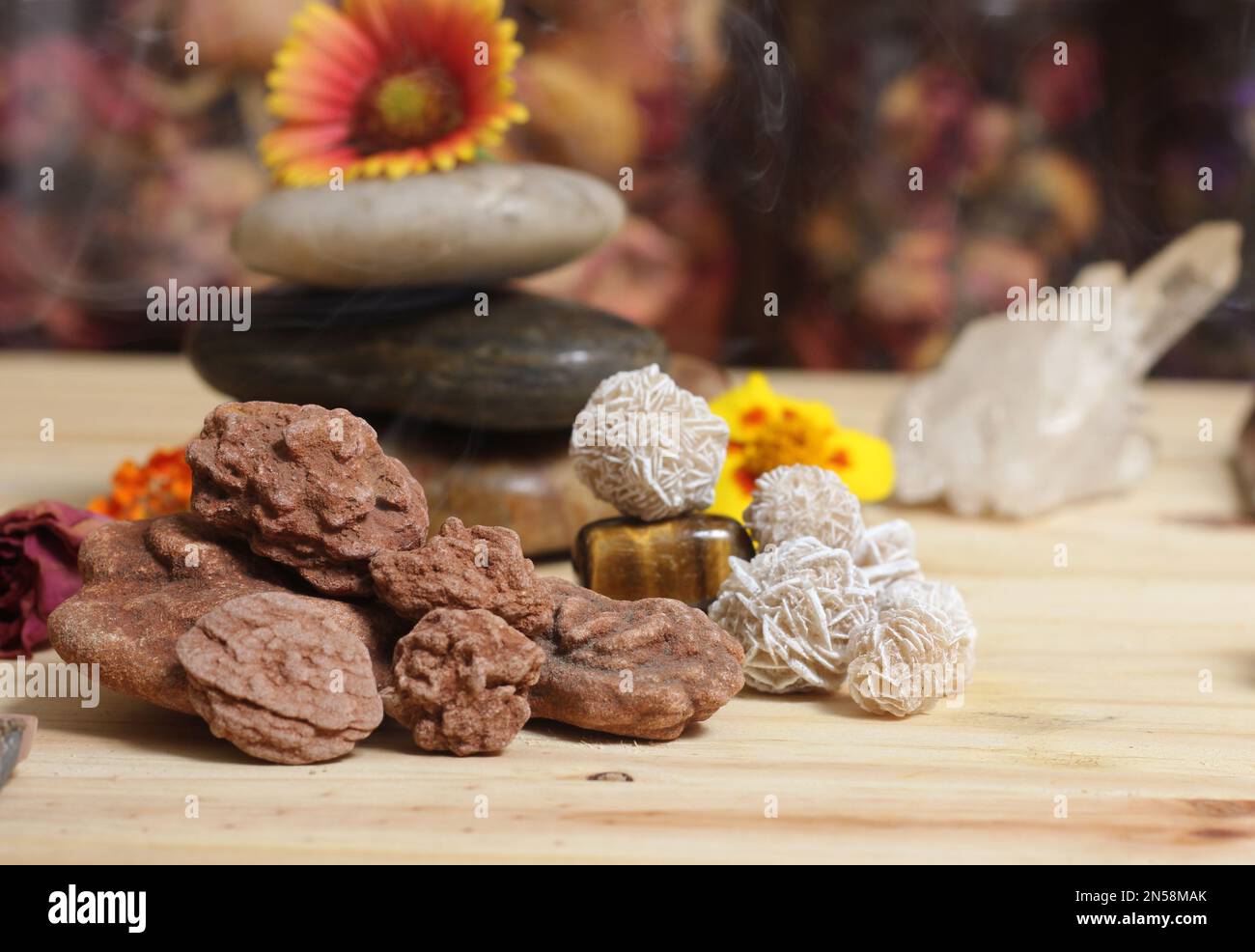 Desert Rose Rocks From Oklahoma on Meditation Altar Stock Photo - Alamy