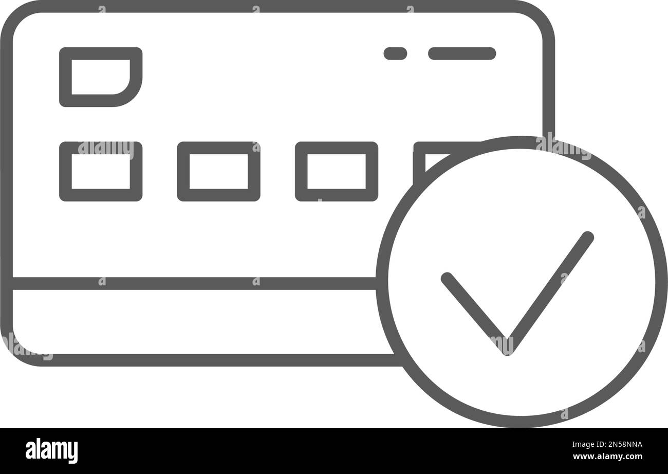 Credit card with check mark, best choice, approved payment lineal icon ...