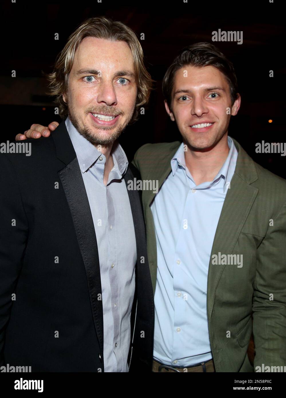 Dax Shepard, left, and Ryan Devlin pose together at the after party for the premiere of ...