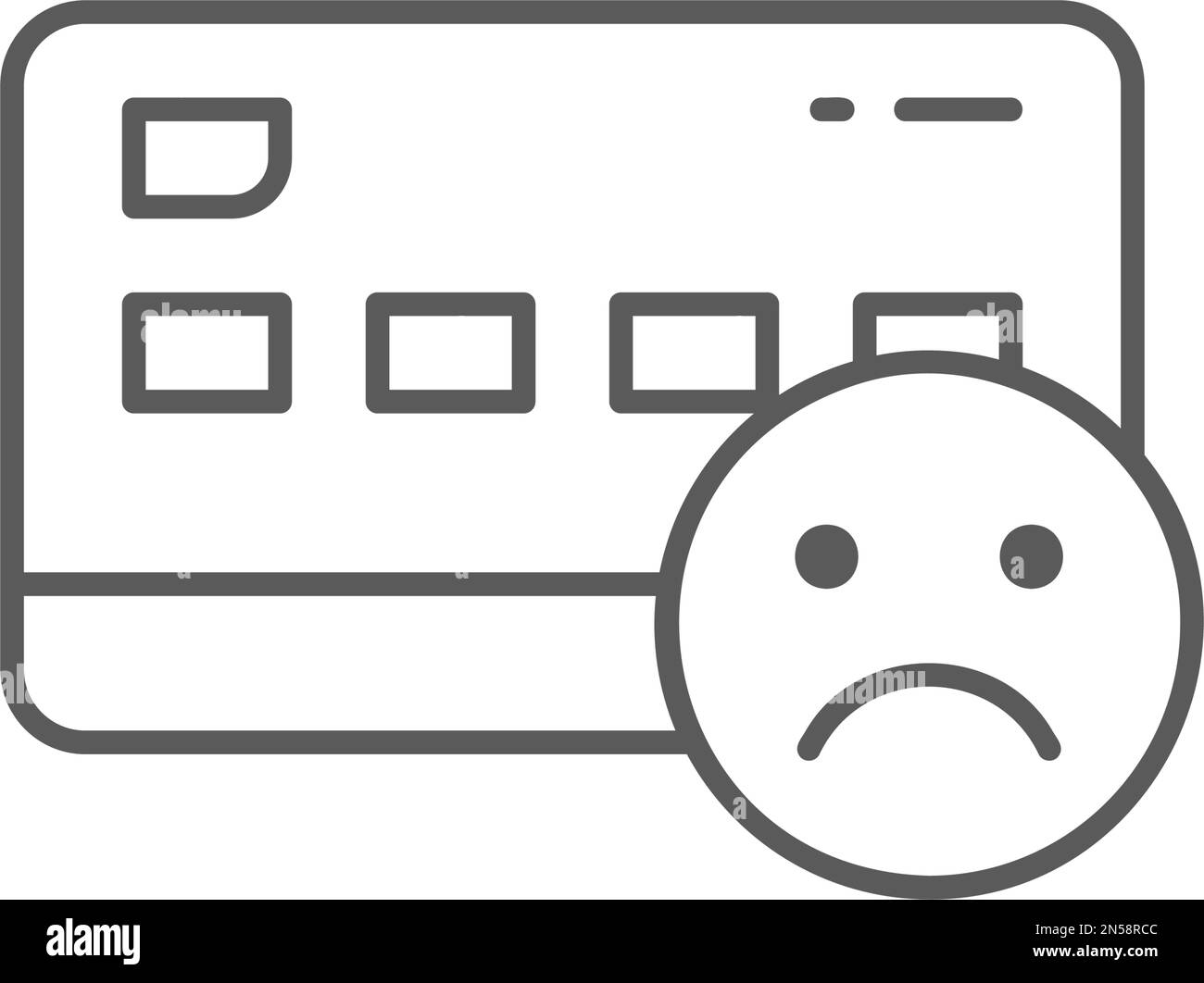 Credit card with sad face, bankruptcy, dislike, negative feedback ...