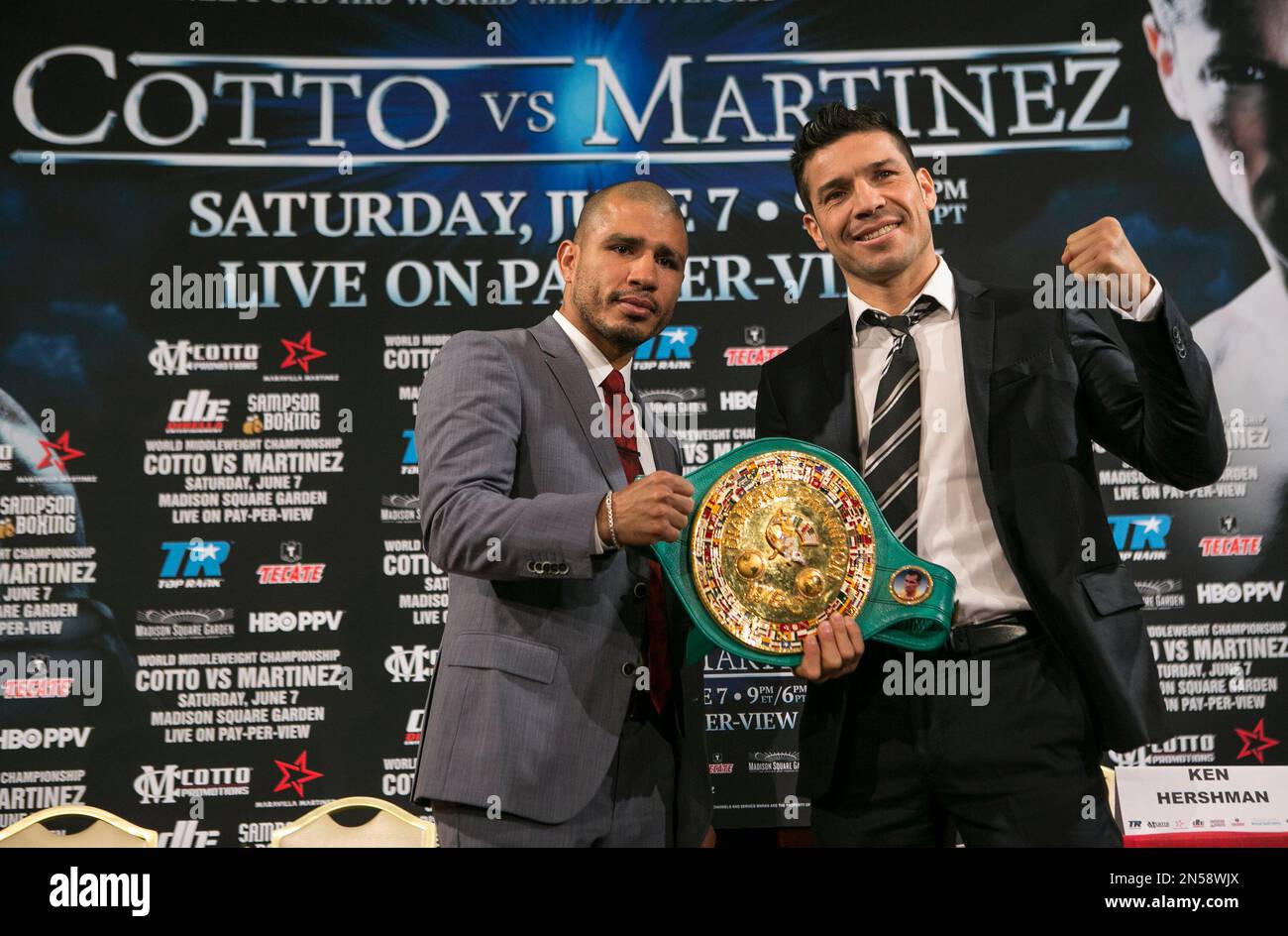 WBC middleweight champion Sergio Martinez, right, of Argentina, and ...