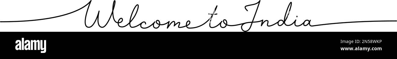 Welcome to India - word with continuous one line. Minimalist drawing of ...