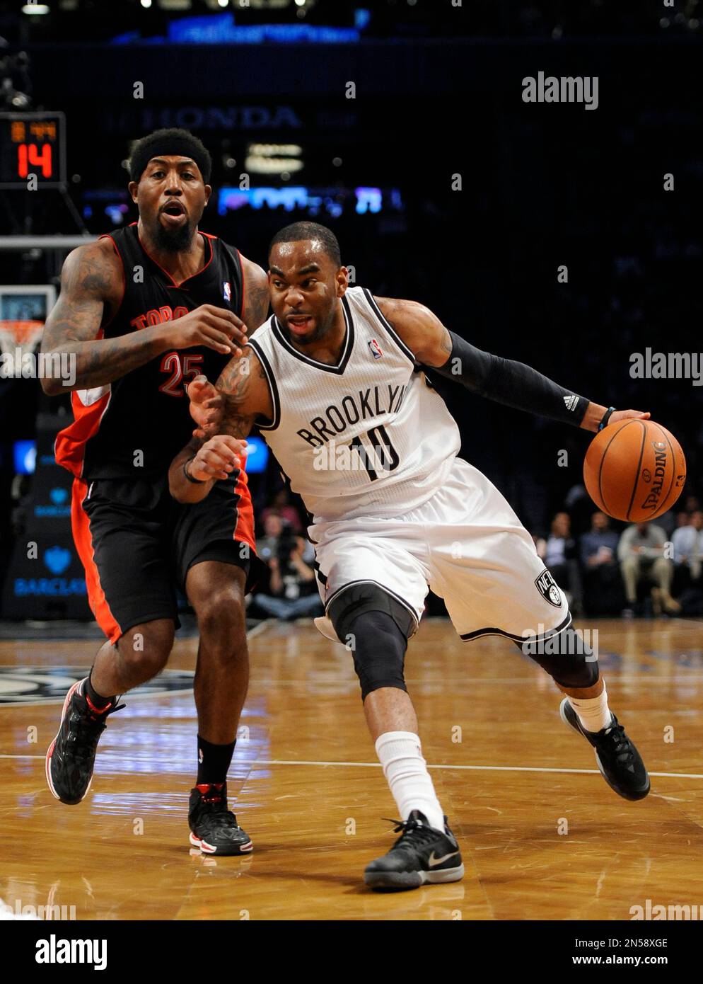 Brooklyn Nets' Marcus Thornton (10) drives the ball around Toronto ...