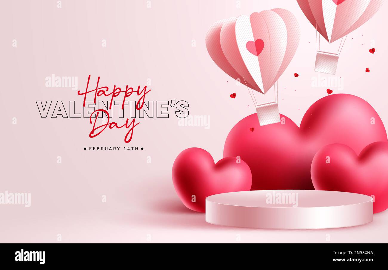 Valentine's day vector design background. Happy valentine's day text with heart elements and ...