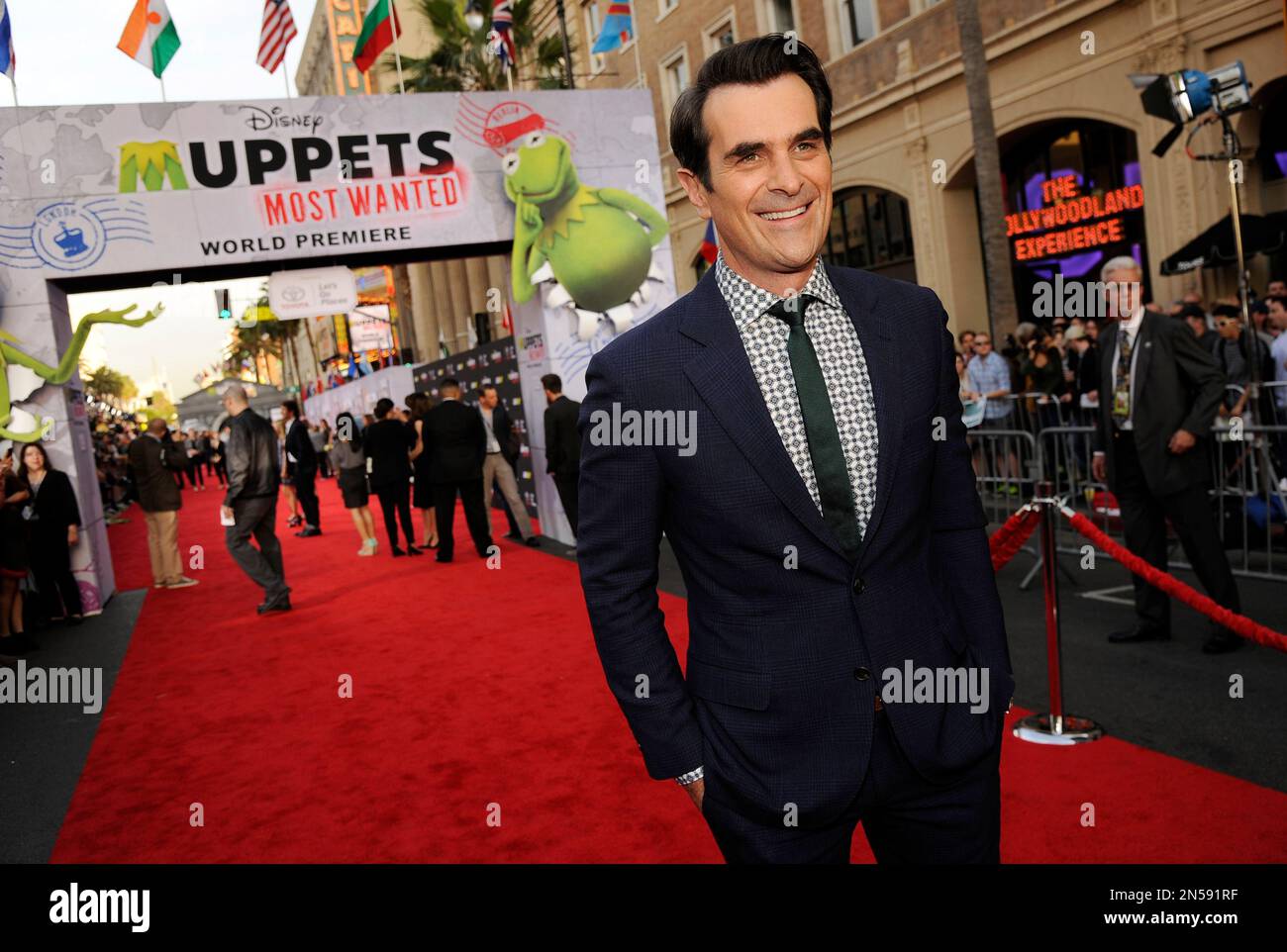 Ty Burrell, a cast member in "Muppets Most Wanted," poses at the premiere of the film on Tuesday ...