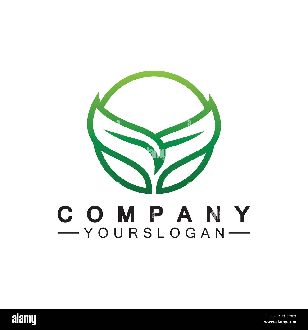 Simple leaf logo inside circle with minimal line art design style Stock ...