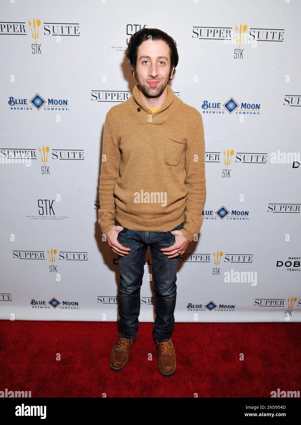 Actor Simon Helberg poses on the red carpet at the "We'll Never Have ...