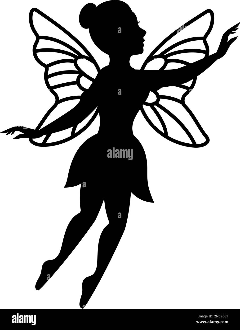Magical fairy logo. Flying fairy silhouette. Mythical tale character ...