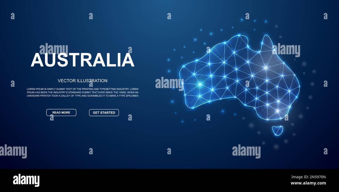 Australia 3d low poly landing page template. Australia map design ...