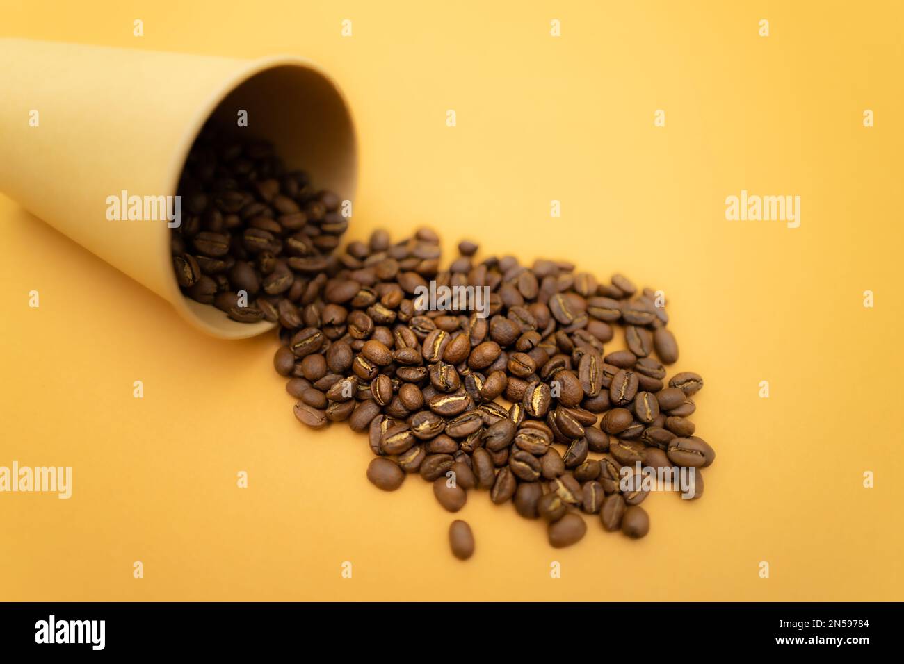 coffee beans shot with shallow depth of field. glass of coffee Stock ...