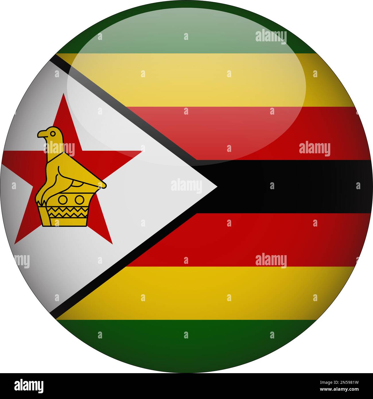 Zimbabwe 3d Rounded Flag Icon Button Vector Stock Vector Image And Art