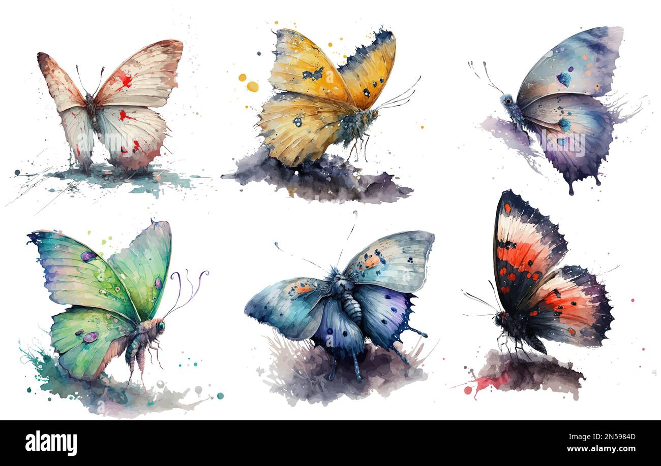 Watercolor background with butterflies Stock Vector Images - Alamy