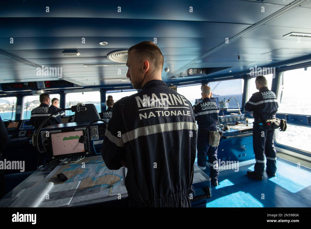 The command post of the amphibious helicopter carrier (PHA) Dixmude ...