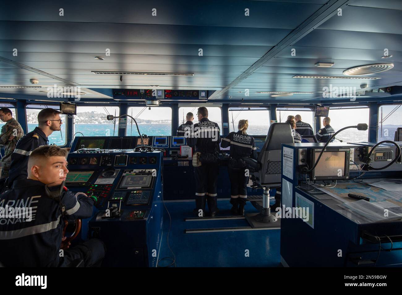 The command post of the amphibious helicopter carrier (PHA) Dixmude ...