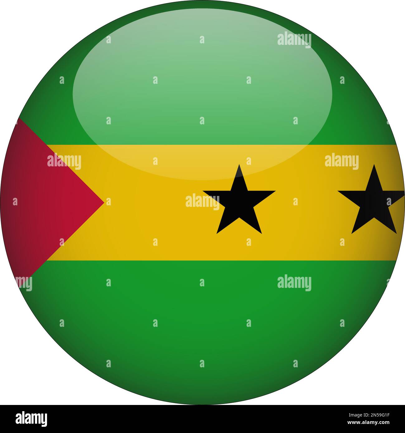 São Tomé And Príncipe 3d Rounded Flag Icon Button Vector Stock Vector
