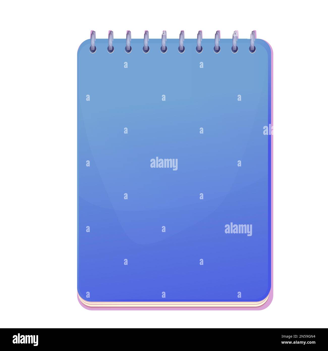 Notebook closed with spiral, marks top view in cartoon style isolated on white background ...