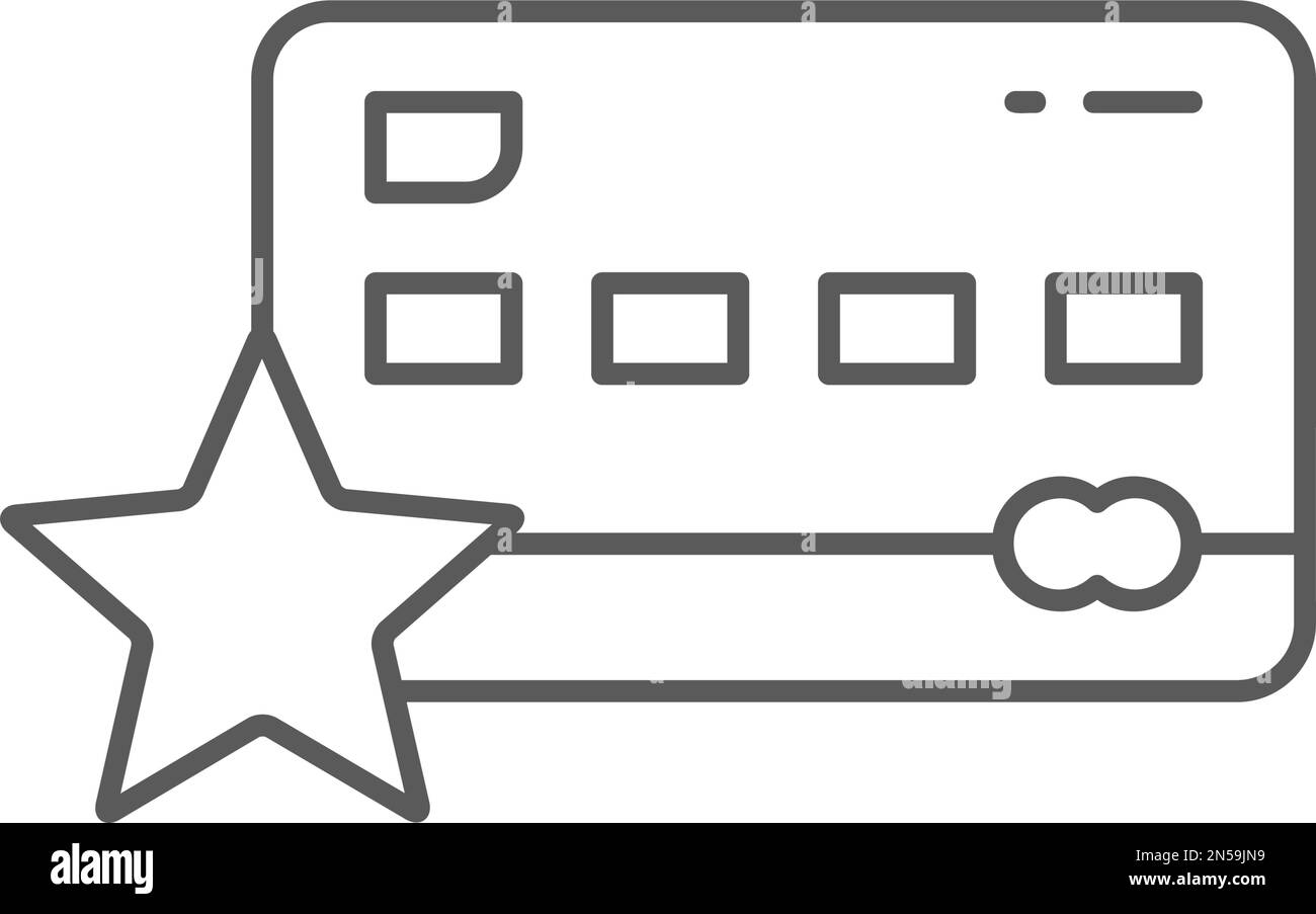 Credit card with star, star rating, feedback lineal icon. Shopping ...