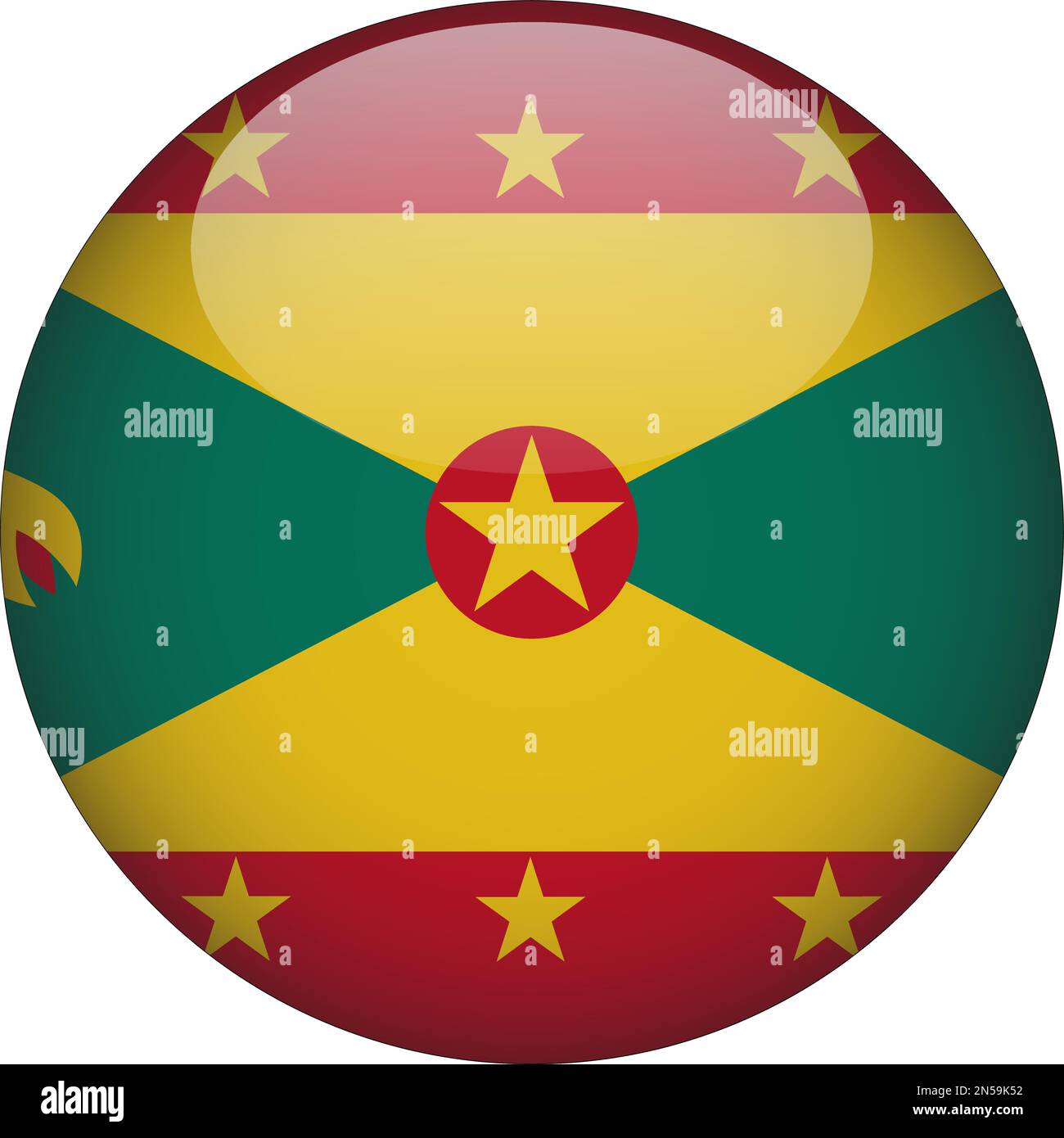 Grenada 3d Rounded Flag Icon Button Vector Stock Vector Image And Art Alamy