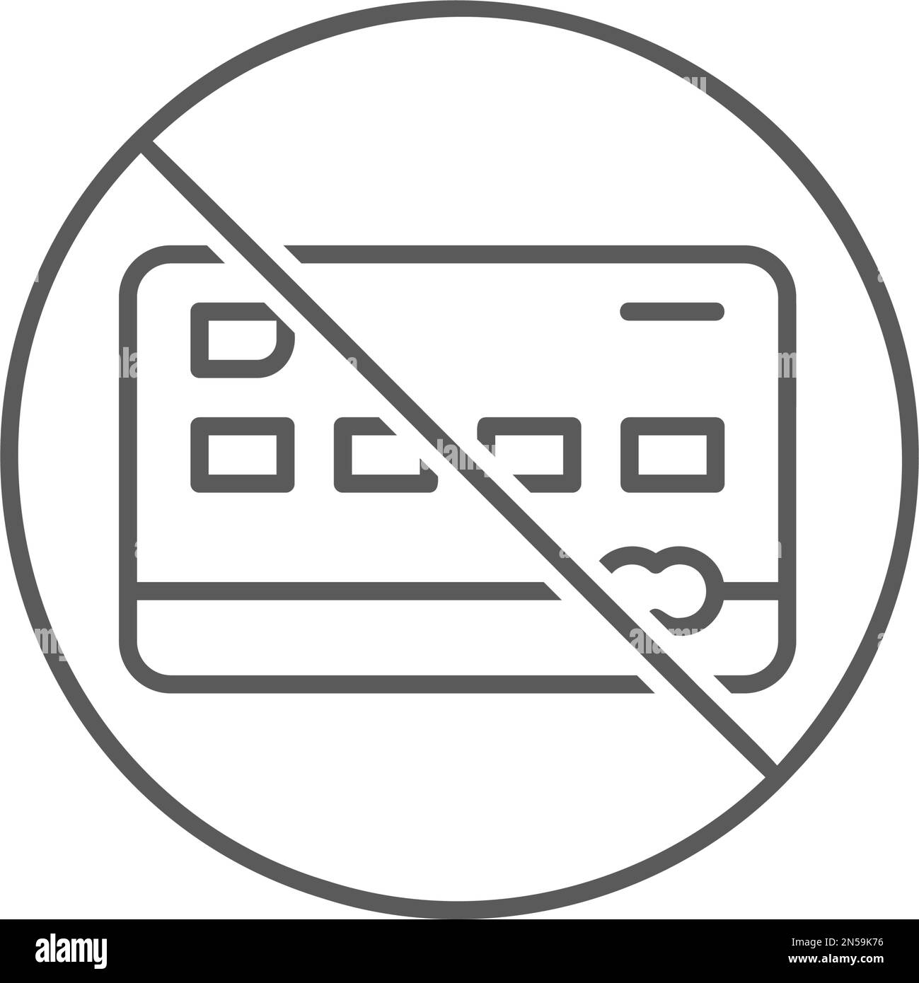 Credit card with prohibition sign, no credit card, payment rejection ...