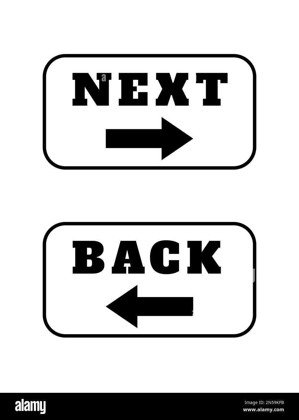 Back and next navigation signs. Arrow icons isolated on white ...