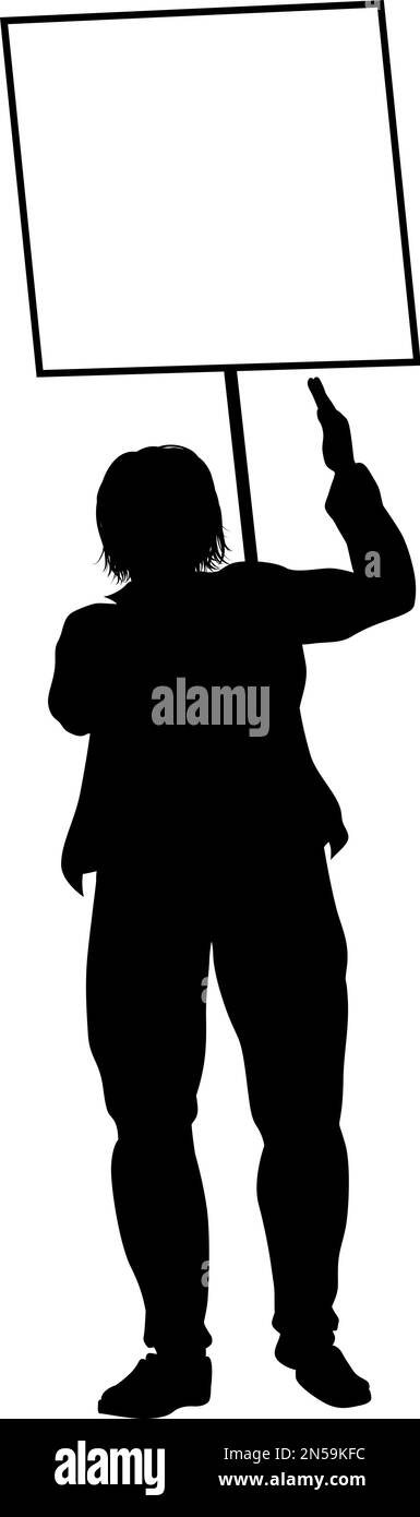 Protest Rally March Picket Sign Silhouette Person Stock Vector Image ...