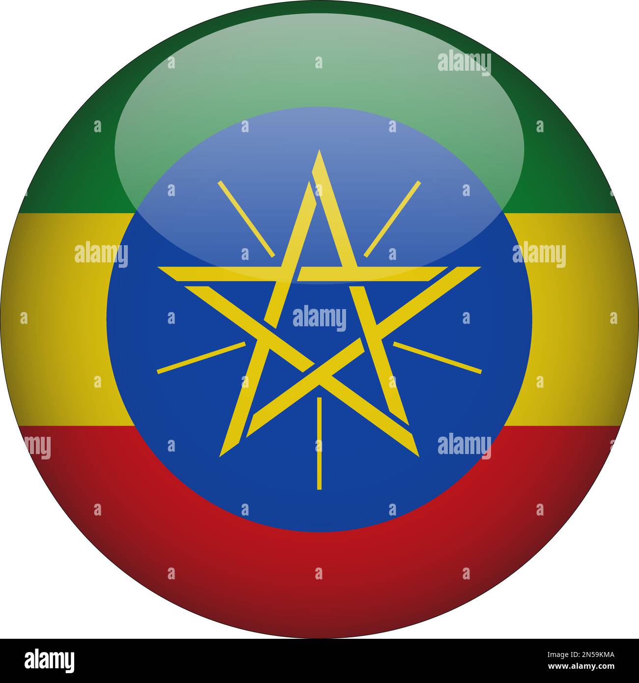 Ethiopia 3d Rounded Flag Icon Button Vector Stock Vector Image And Art