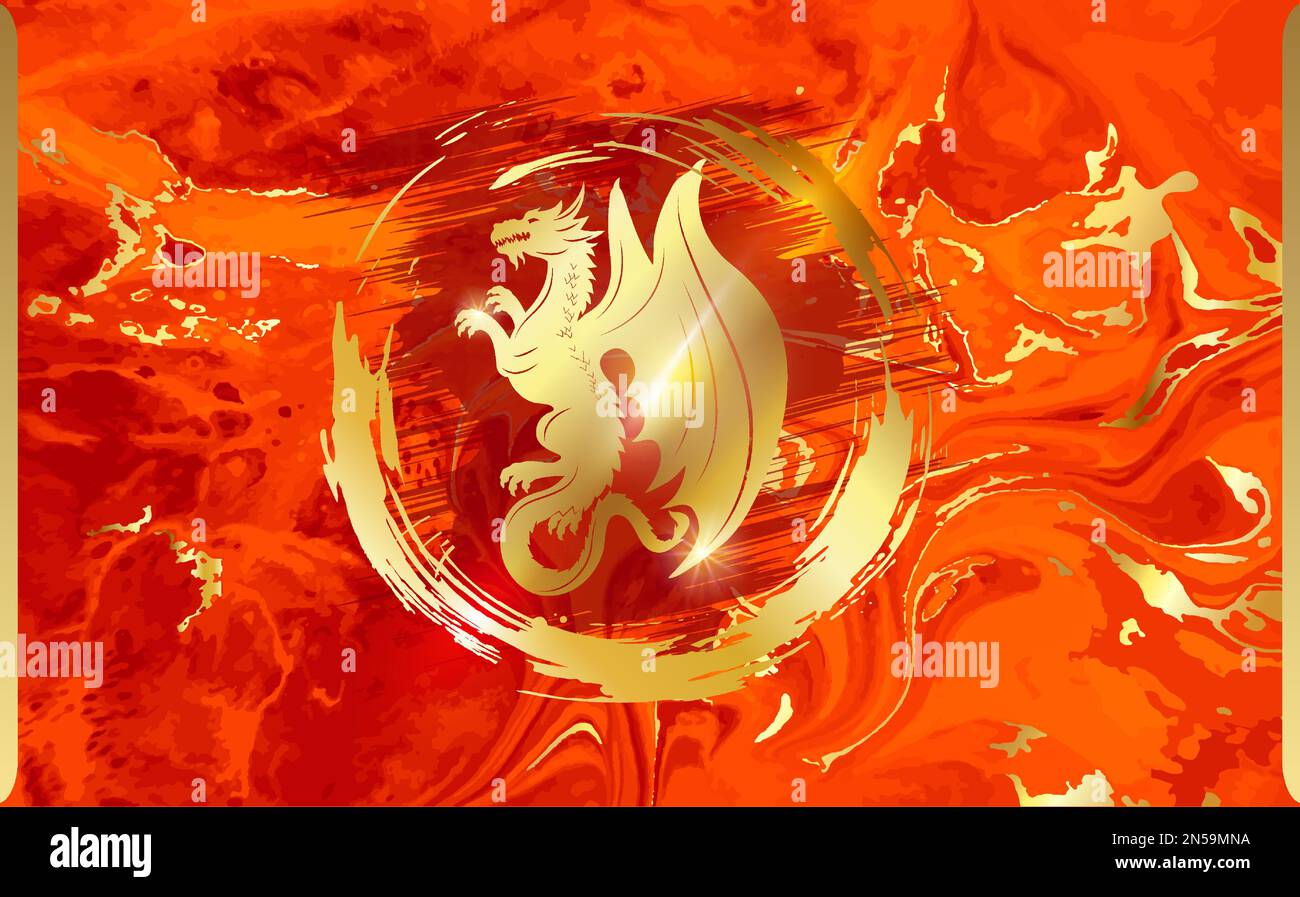 Golden brush on red Stock Vector Images - Alamy