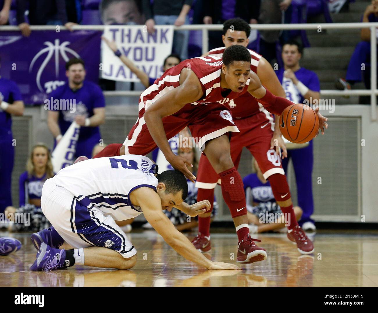 TCU guard Michael Williams (2) and Oklahoma guard Isaiah Cousins ...