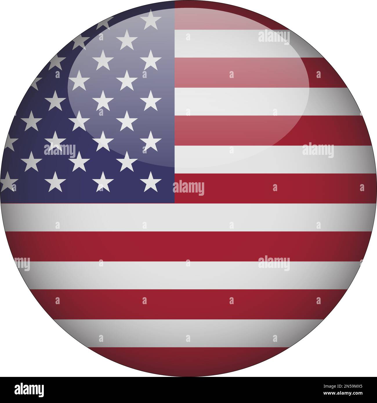 United States 3D Rounded Flag Icon Button Vector Stock Vector Image ...