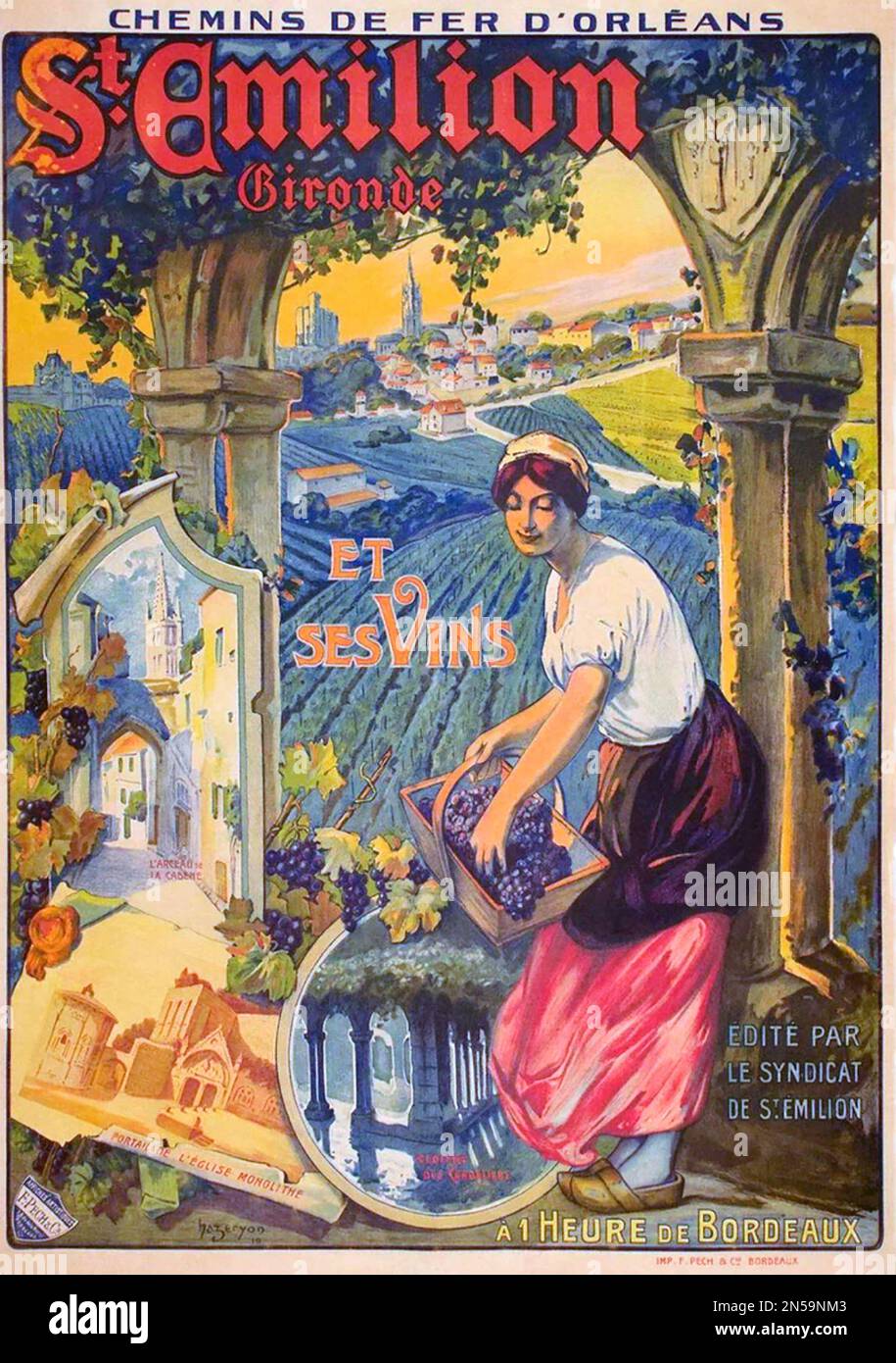 ST. EMILION wine growing region of the Gironde in France. A late 19th ...