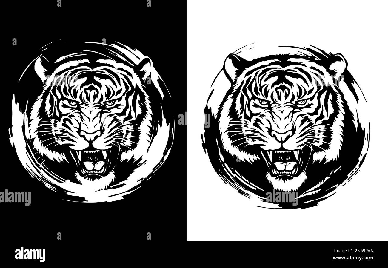 Tiger head roaring hi-res stock photography and images - Alamy