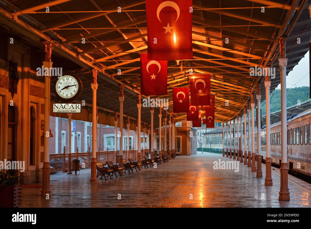Detail from Sirkeci Railway Station, located in Sirkeci, on the tip of ...