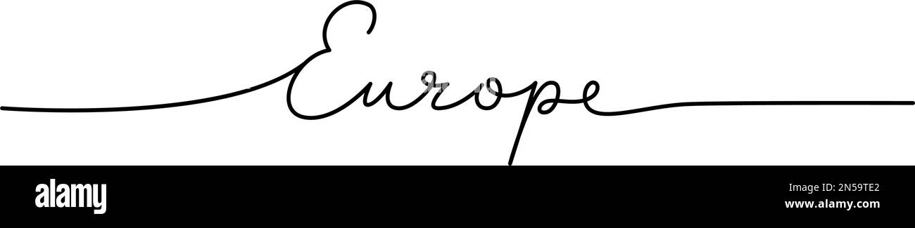 Europe - word with continuous one line. Minimalist drawing of phrase ...