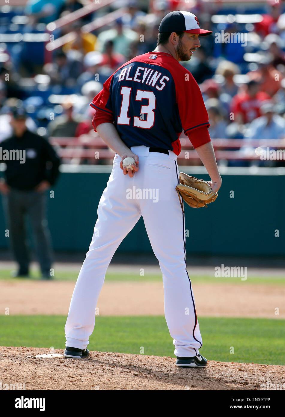 Washington Nationals relief pitcher Jerry Blevins (13) throws in a ...
