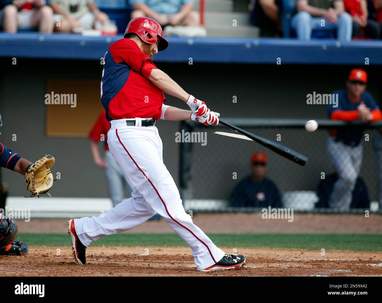 Washington Nationals first baseman Adam LaRoche (25) bats in a spring ...