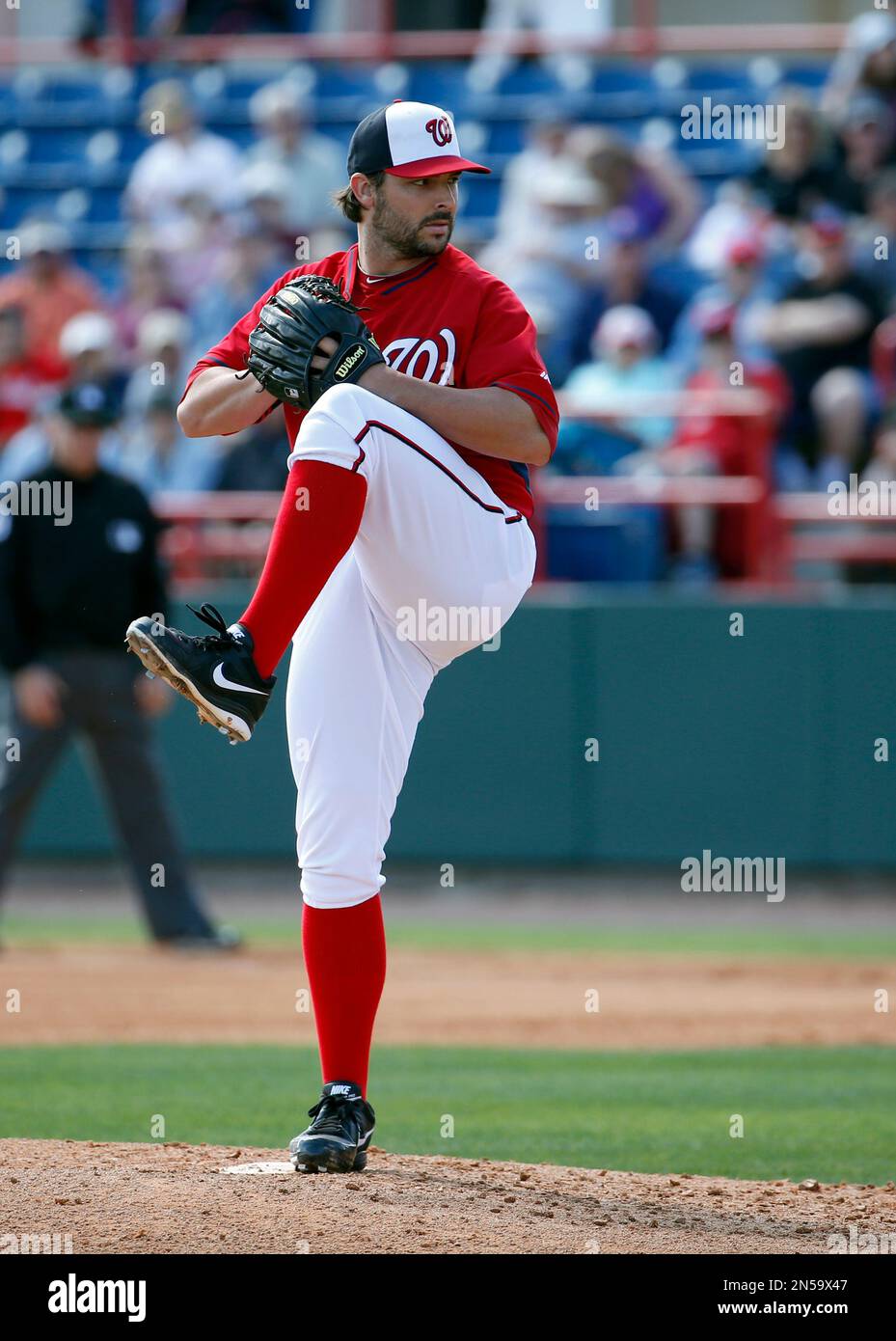 Washington Nationals pitcher Tanner Roark (57) throws in a spring ...