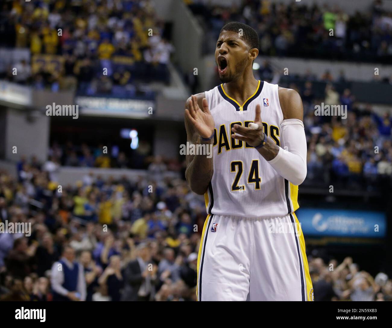 Indiana Pacers' Paul George (24) in action during the second half of an ...