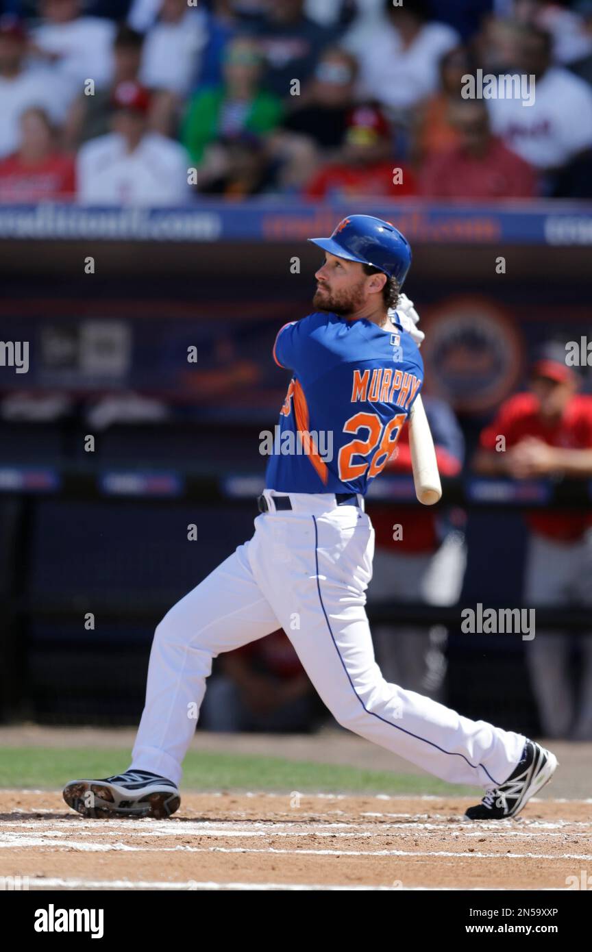 New York Mets' Daniel Murphy flies out during the first inning of an ...