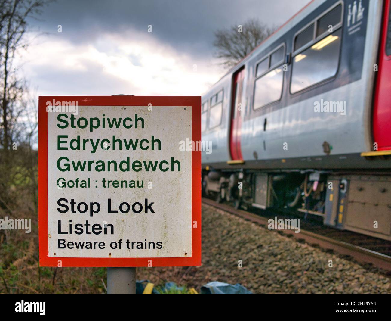 Trains railway safety signage hi-res stock photography and images - Alamy