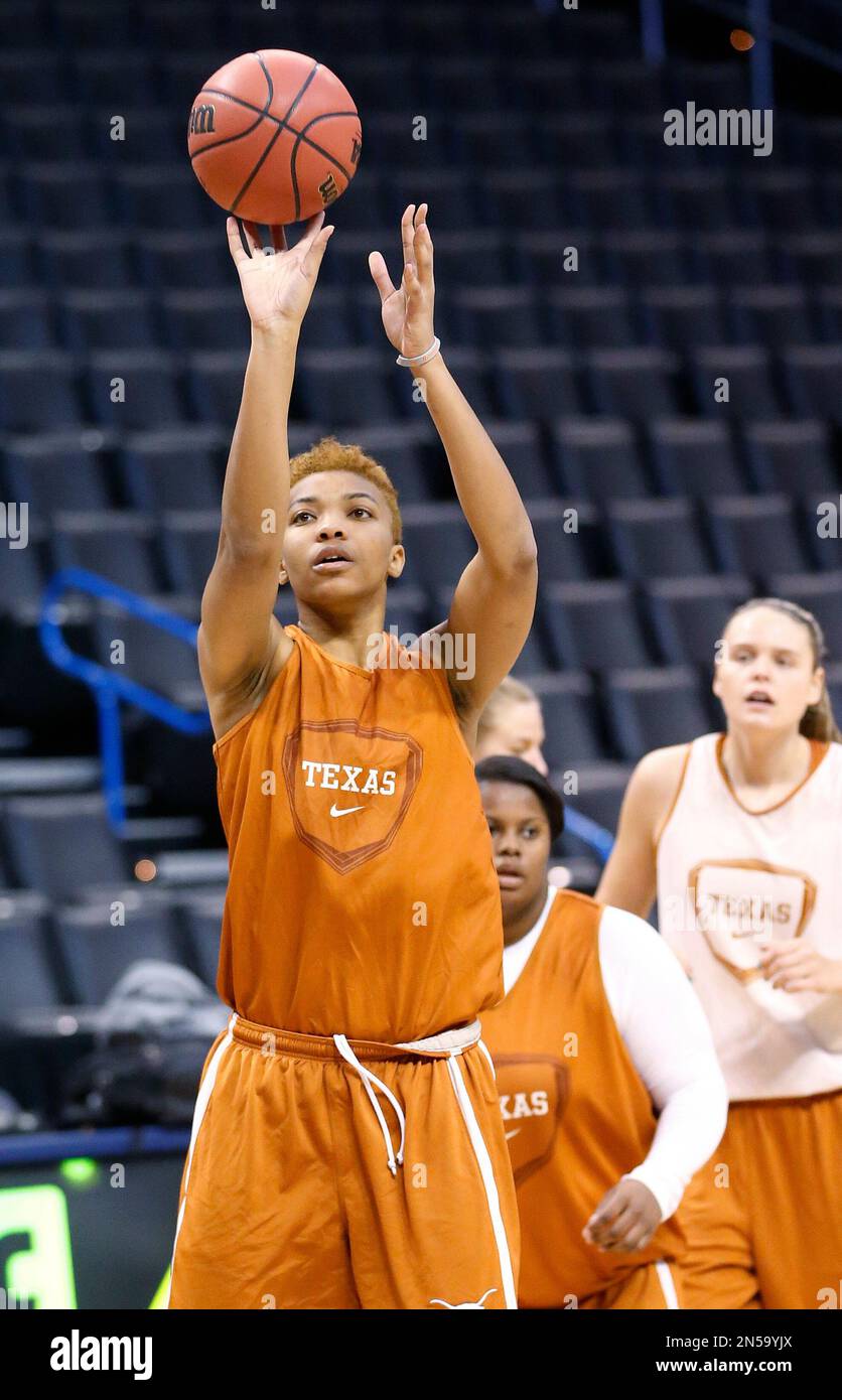 Texas center Imani McGee-Stafford (34) shoots during NCAA college ...