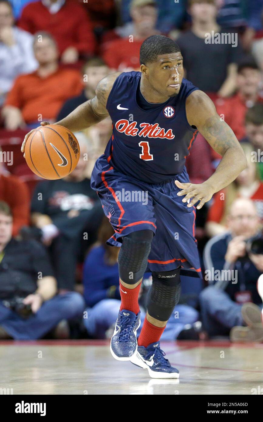Mississippi guard Martavious Newby dribbles the ball in the second half ...